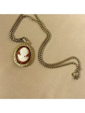 cameo | Jewelry | Cameo Pendant Vintage Victorian Revival Gold Tone ...